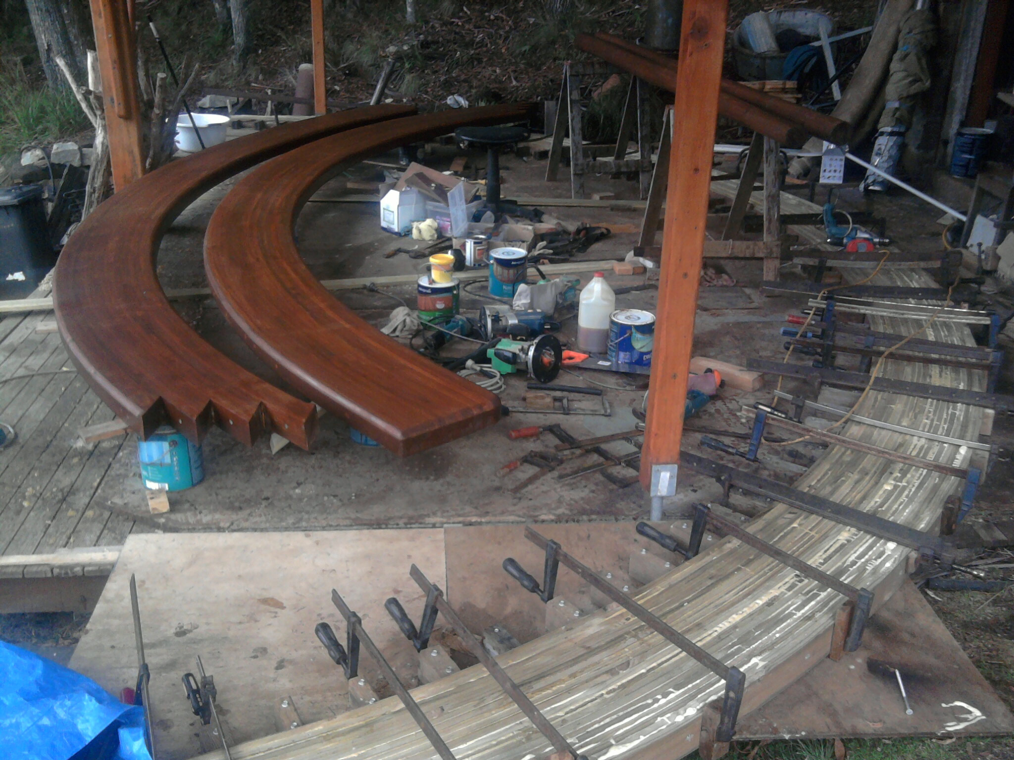 5-kim-clark-curved-bench-construction | Curved Wood Creations - Kim Clark